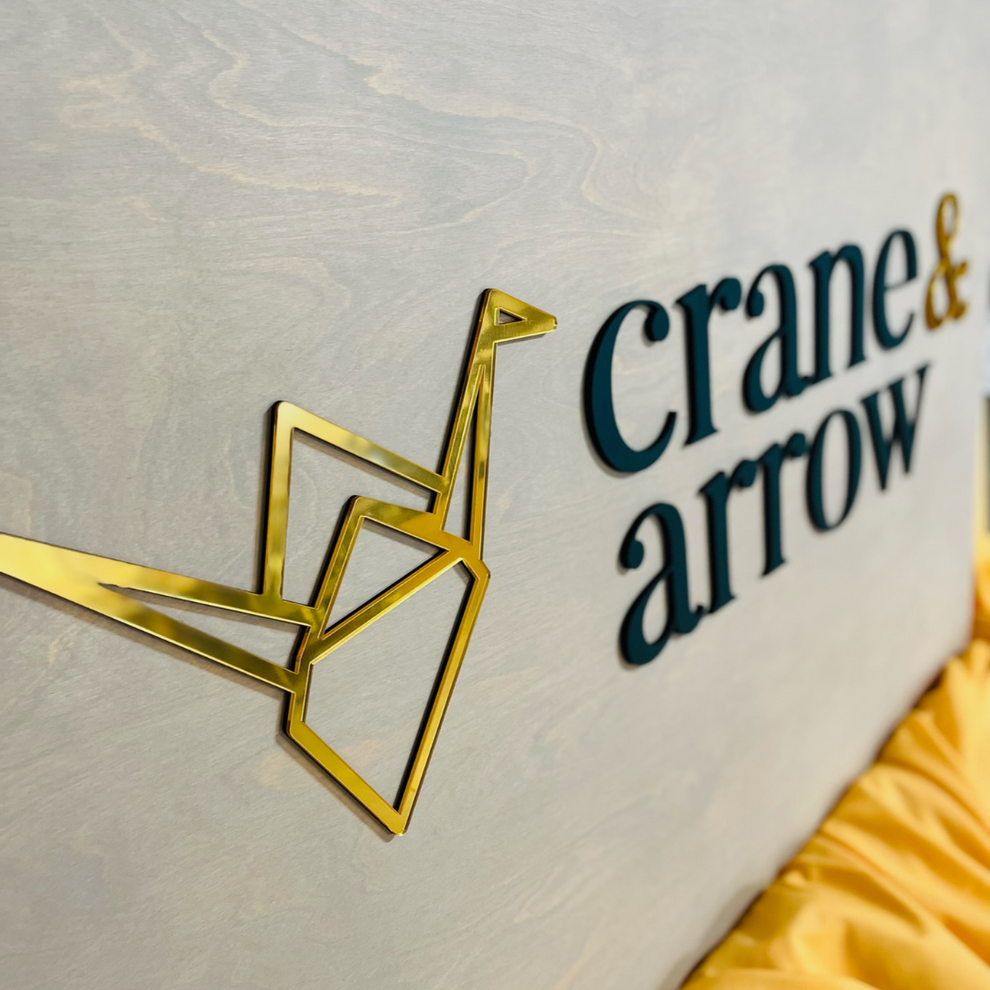 Custom Signs: Wood Stained Backing, Acrylic Lettering